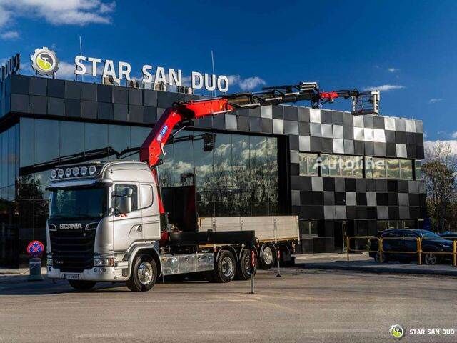 Scania G410 8x4 HMF 4020 Crane Fly Jib Basket Euro 6 kamion s ravnom platformom