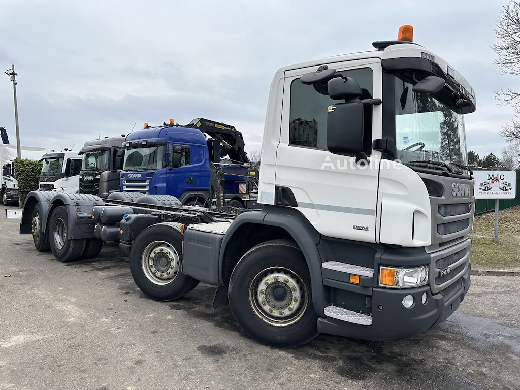 Scania P410 8x2 CHASSIS 8m35 - RETARDER - LIFT + STEERING AXLE - MANUAL kamion šasija