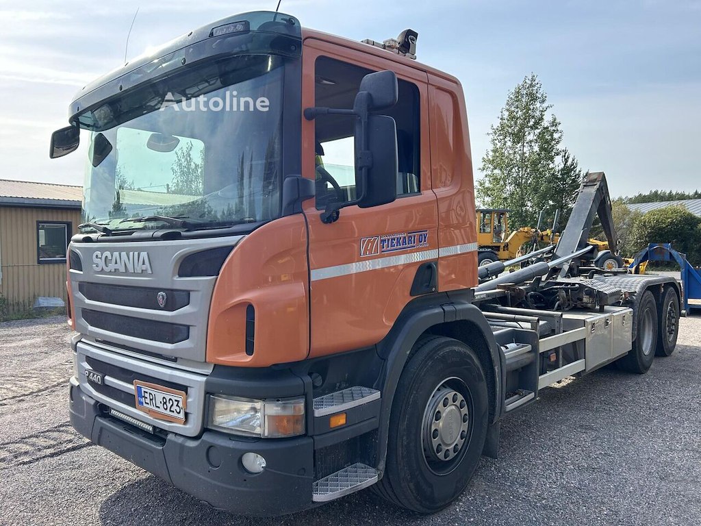 Scania P440 6×2 + Palift koukkulaite kamion rol kiper