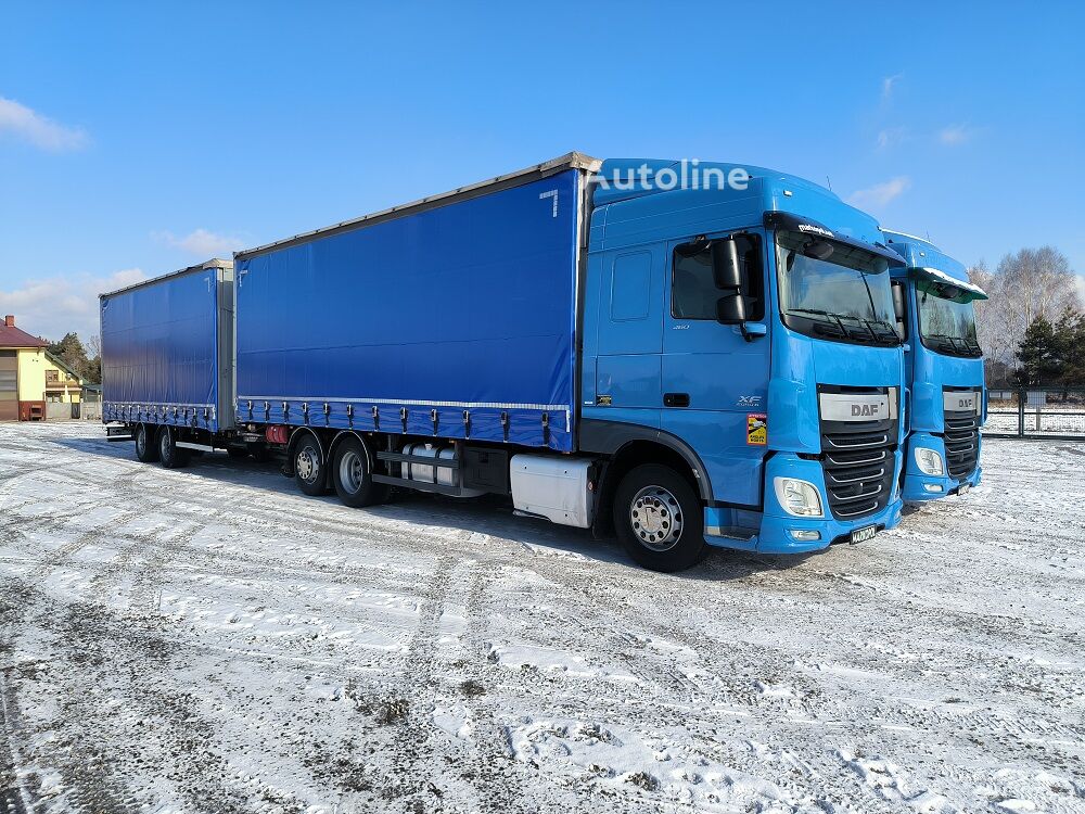 DAF XF106/460/ Zetaw Przestrzenny/ 2 Baki kamion sa klizna zavesa cerada + prikolica sa kliznom ceradom