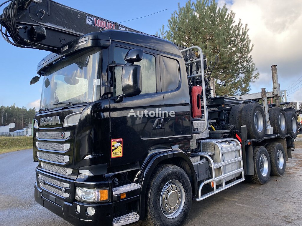 Scania R730 kamion za prevoz drva + šumarska prikolica