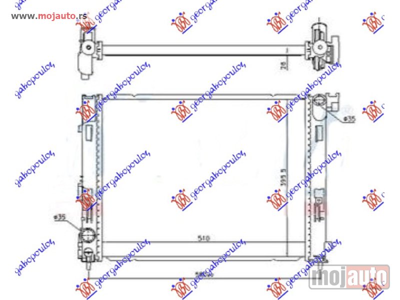 HLADNJAK MOTORA 1.0i/1.3 DIG-TURBO BENZIN (510x395x26) (KOYO) Nissan micra (k14) 17- -dostupno