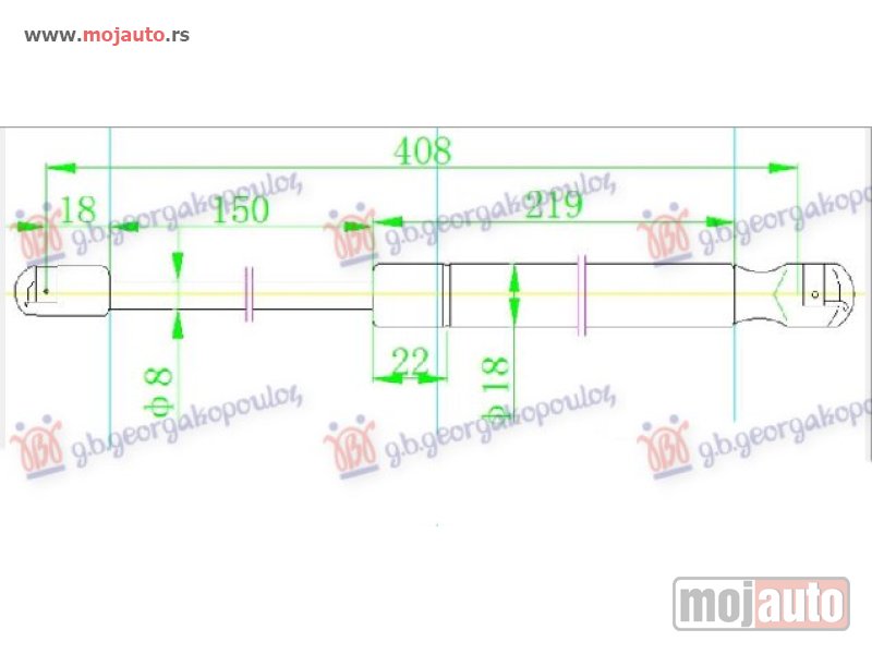 AMORTIZER GEPEK VRATA (408L-470N) Kia ceed 5d 13-15 -dostupno