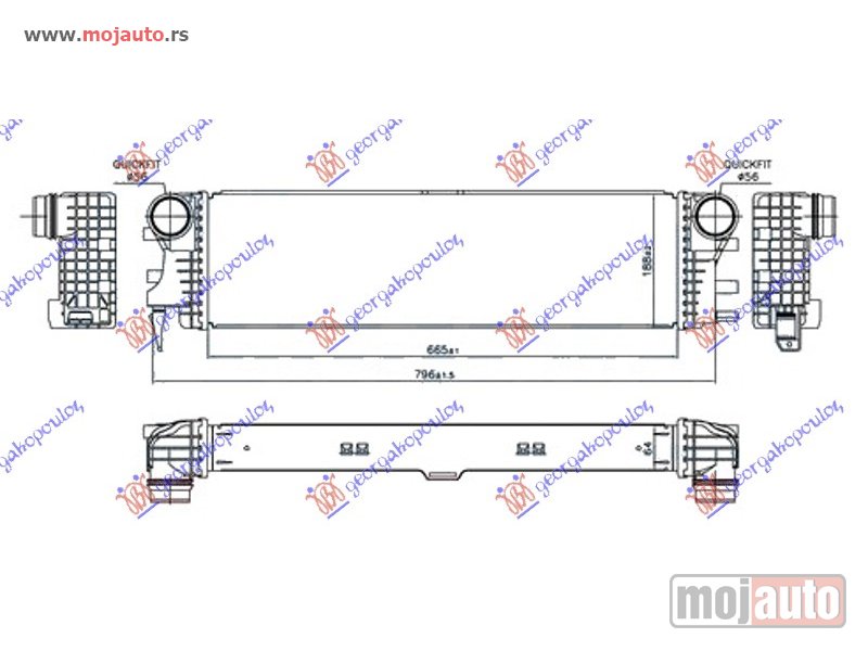 HLADNJAK INTERKULERA 2.2 (114-116-119 CDI-BLUETEC) (665x188x64) Mercedes vito (w447) 15- -dostupno