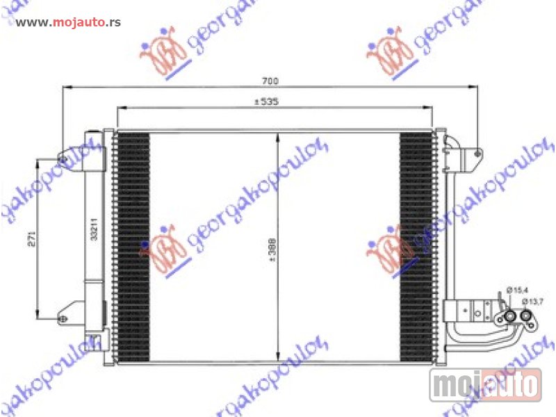 HLADNJAK KLIME BENZIN/DIZEL (550x390x16) Skoda superb 08-13 -dostupno