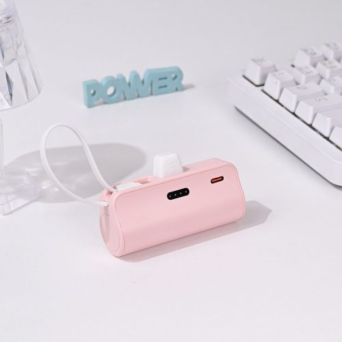 Power bank prenosiva baterija privezak 5000mAh fast lightning roze