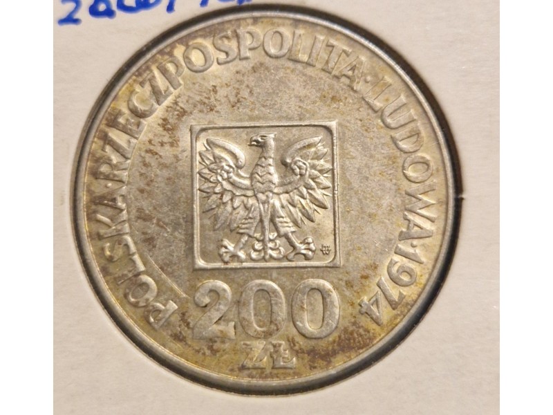 Poljska 200 Zlotys 1974 AG .625