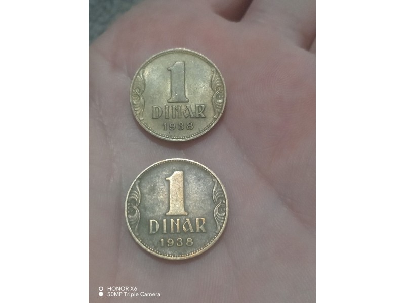 1 dinar 1938 2 komada