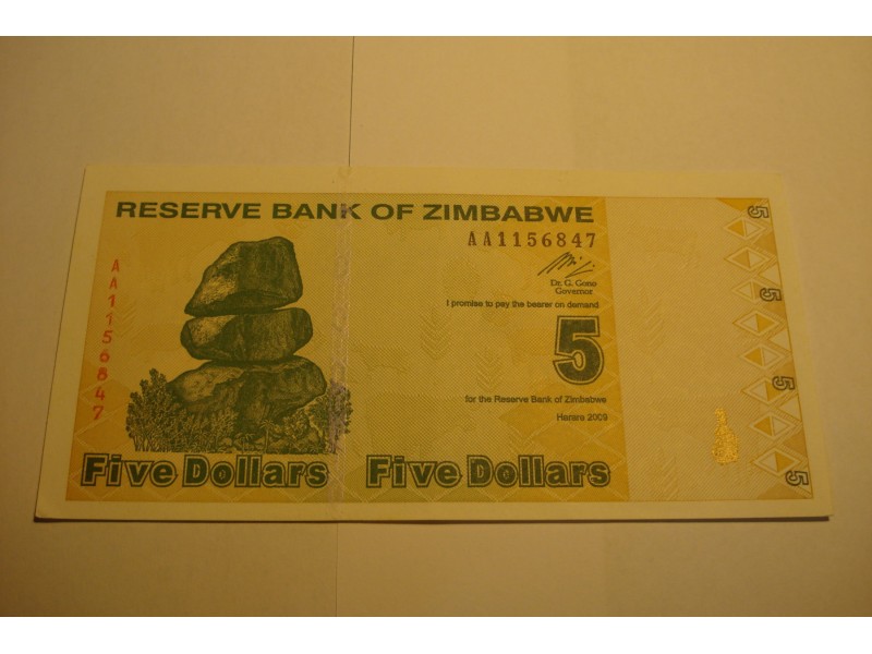 ZIMBABVE - 5 DOLLARS - 2009