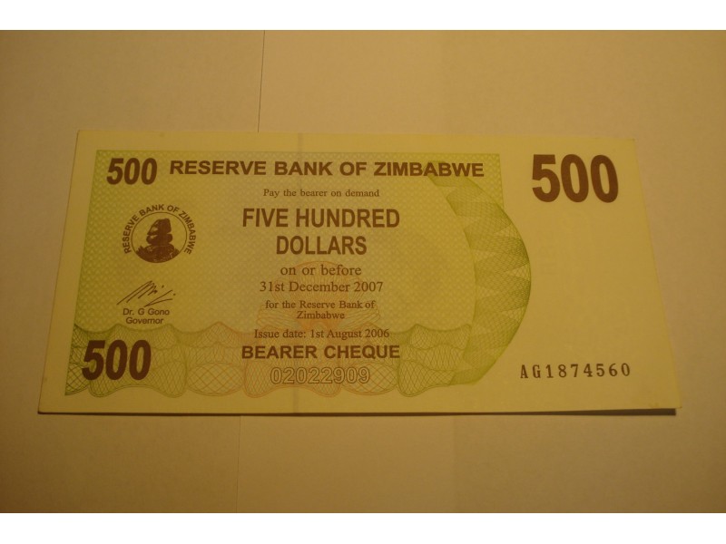 ZIMBABVE - 500 DOLLARS - 2007