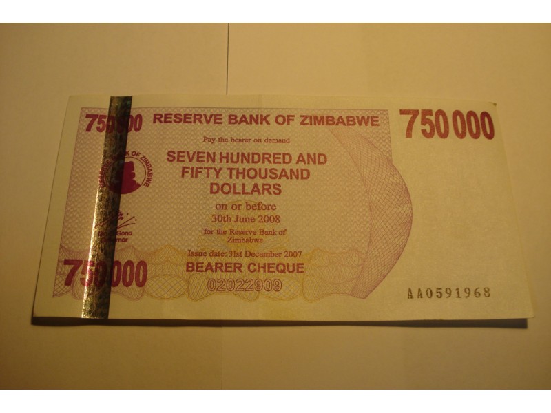 ZIMBABVE - 750 000 DOLLARS - 2008