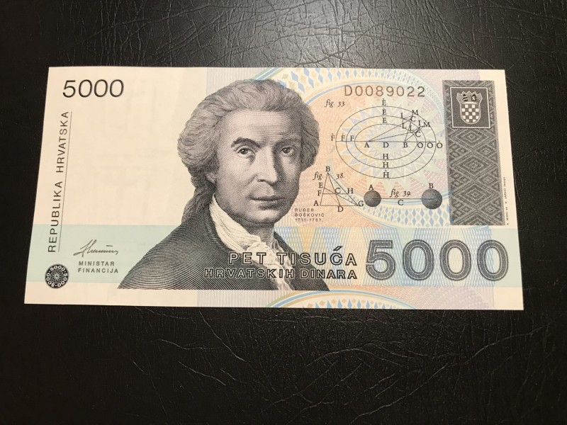 HRVATSKA 5000 DINARA. UNC.