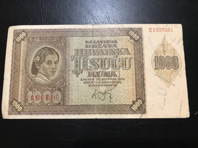 HRVATSKA 1000 KUNA.1941.