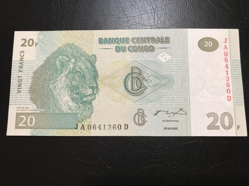 KONGO 20 FRANAKA.2003. UNC.