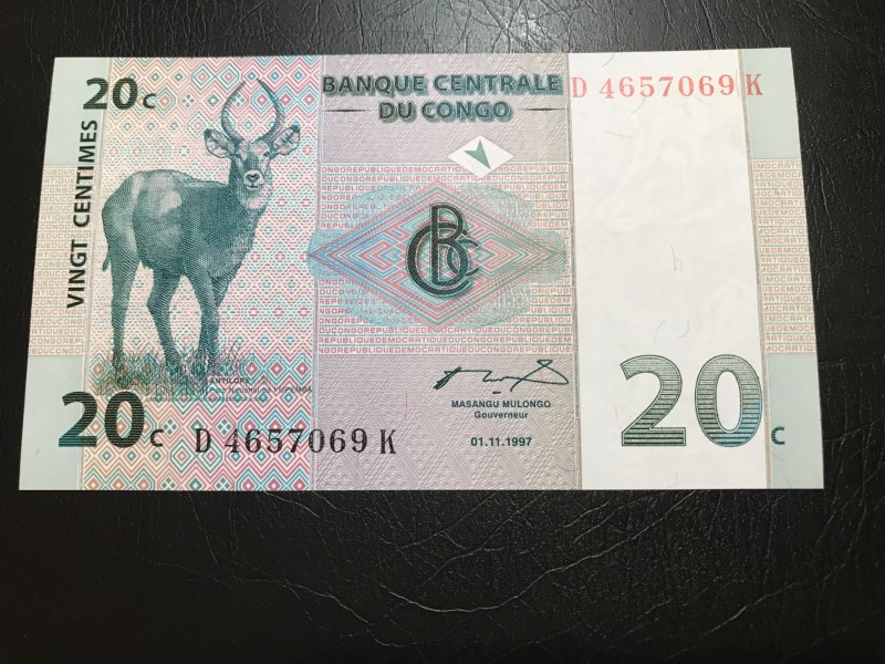 KONGO 20 CENTI. UNC.1997.