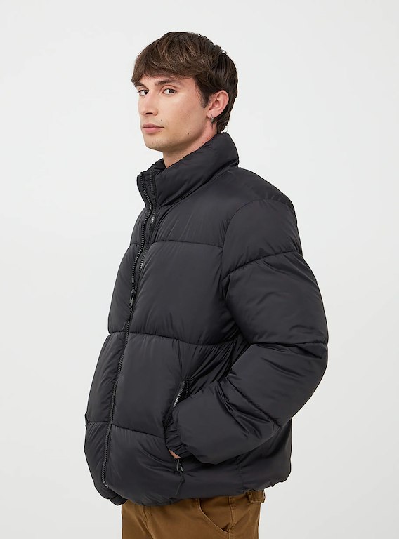 Padded puffy jacket with no hood Crna