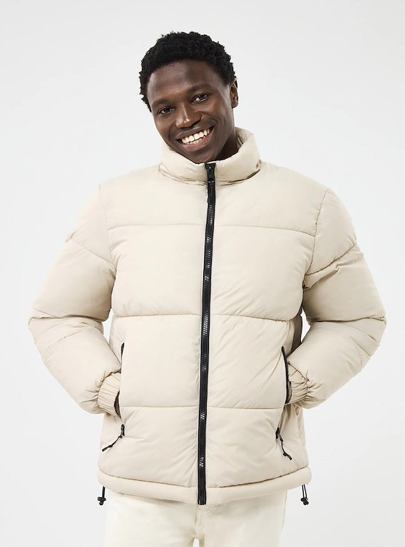 Padded puffy jacket with no hood Krem