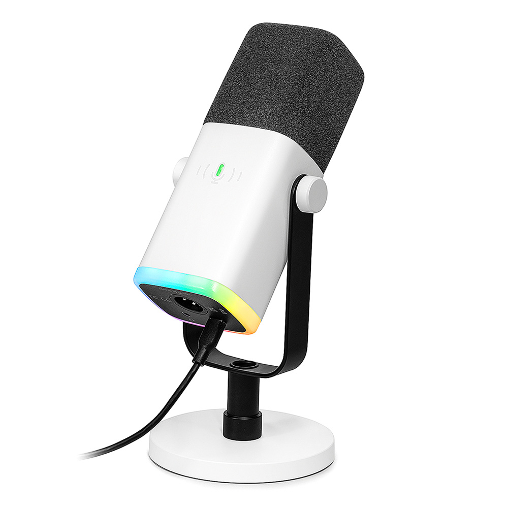 Fifine AM8 Dynamic RGB Microphone - White