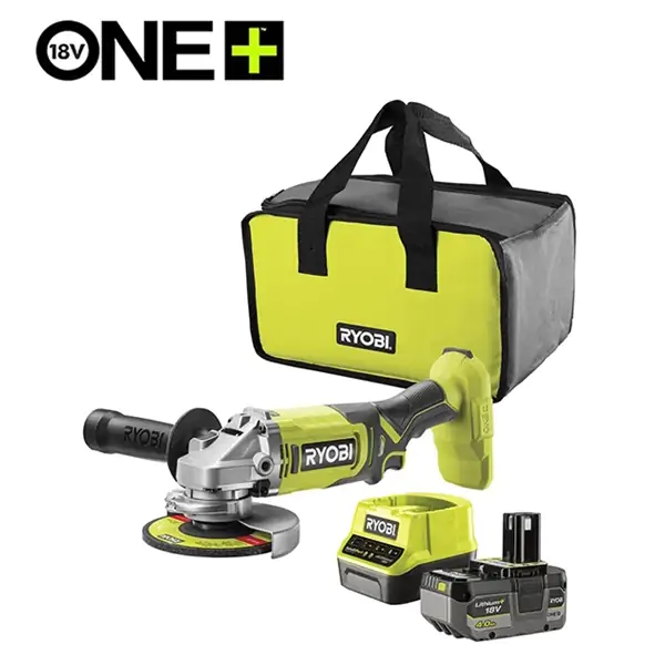 Aku. ugaona brusilica + punjač+ baterija 4Ah (18V ONE+™) RYOBI RAG18125-1C40S