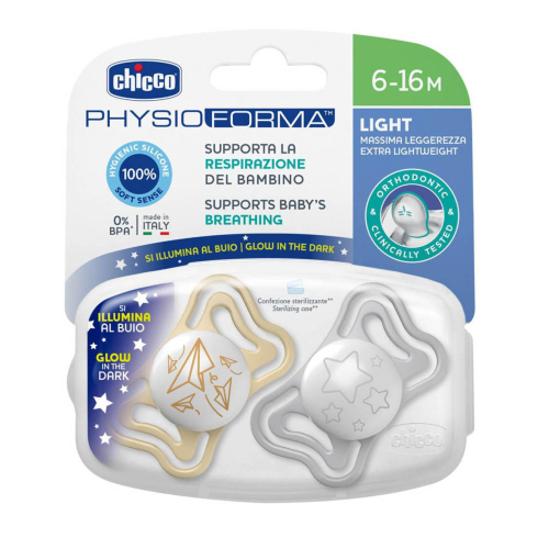 CHICCO LAŽA LIGHT NOĆNA,SILIKON,6-16M,2KOM