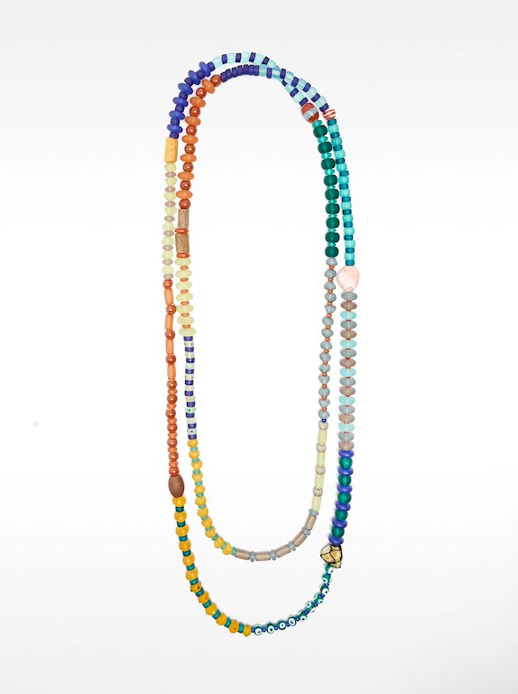 Long glass bead necklace