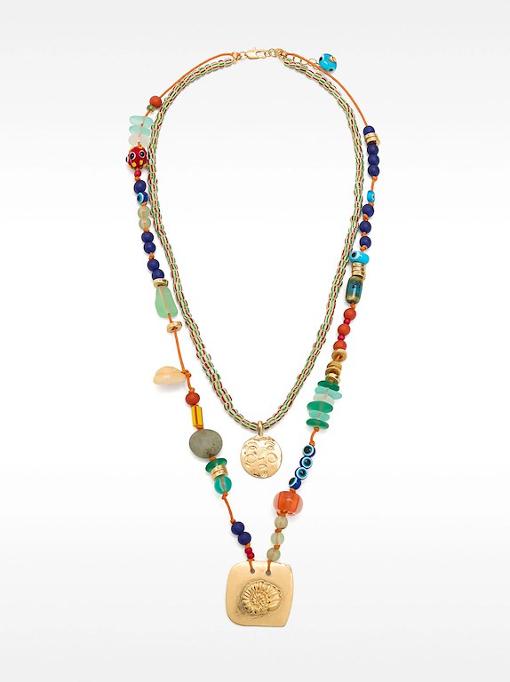 Double necklace with stones