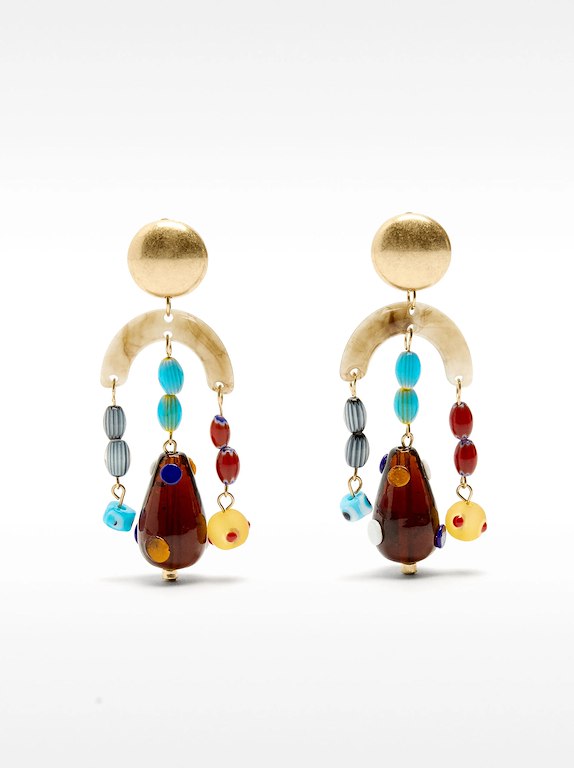 Long earrings with glass