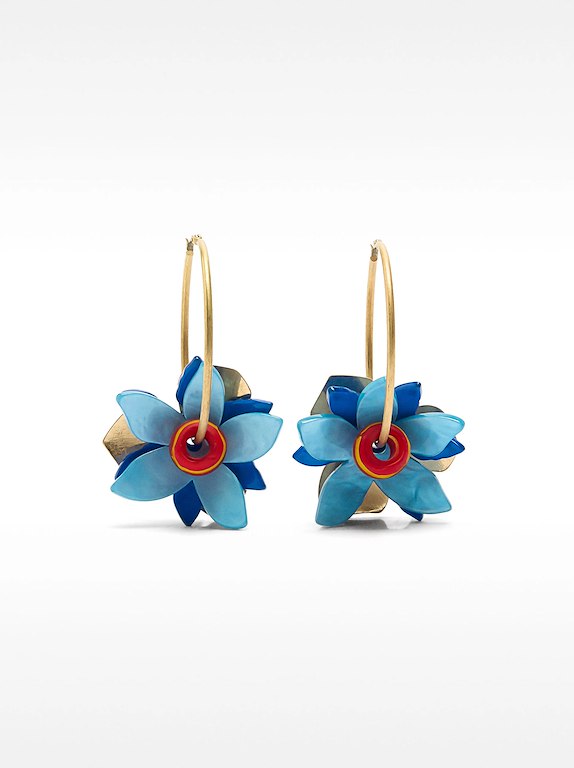 Hoop earrings with flowers and beads