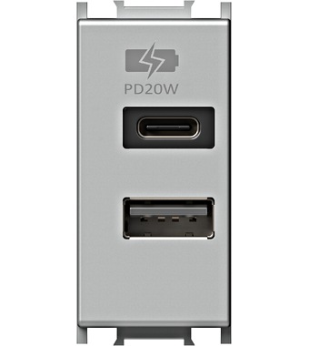 USB dvostruko napajanje/punjač, 20W, 5V, 3A, 1M, srebrno
20W USB-napajanje, 1xUSB-A i 1xUSB-C