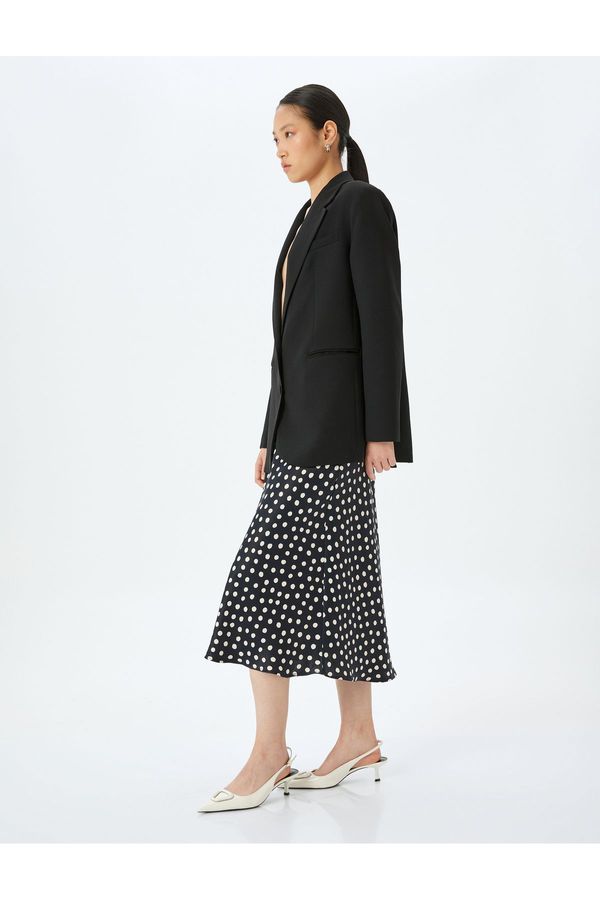 KOTON POLKA DOT PATTERNED MIDI LENGTH FLARED VISCOSE SKIRT