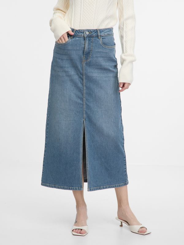 BLUE WOMEN'S DENIM MAXI SKIRT ORSAY - WOMEN'S