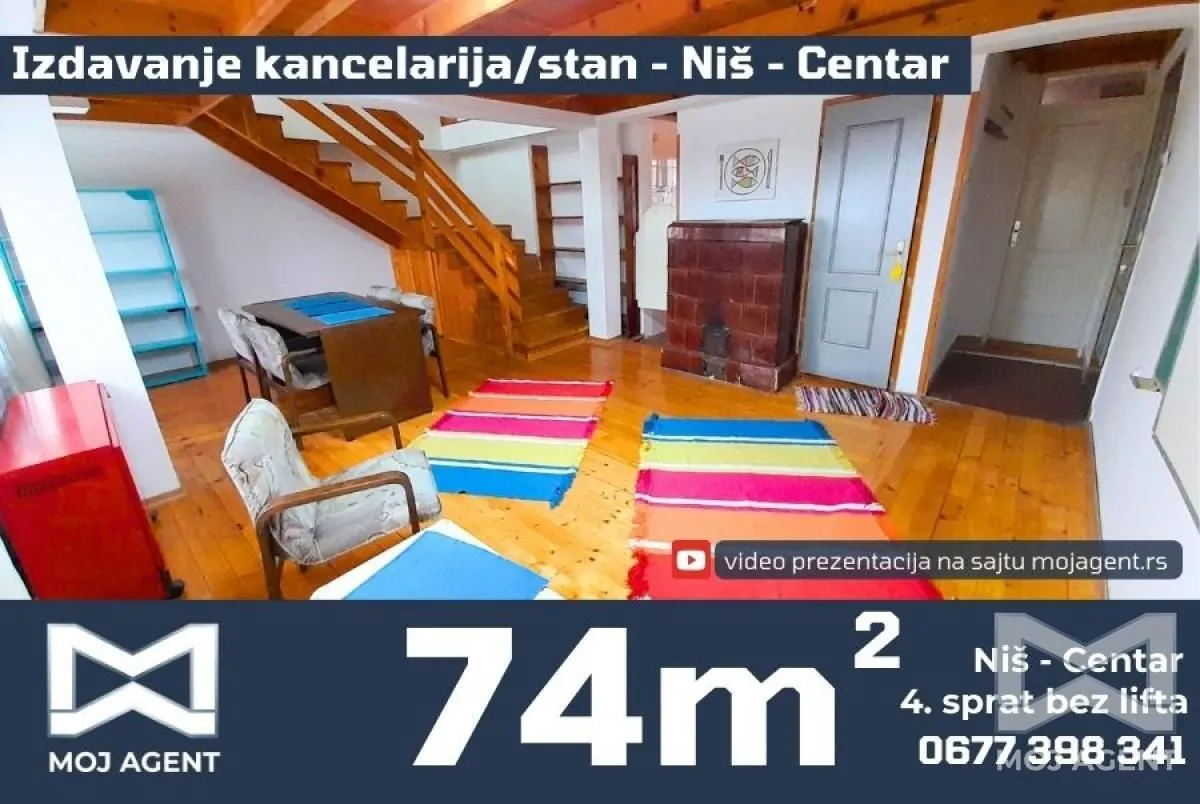 Izdavanje, dvosoban stan, 74m2, Centar, Niš