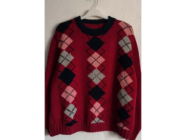 Vintage pamucni unisex dzemper rucni rad vel.L/XL