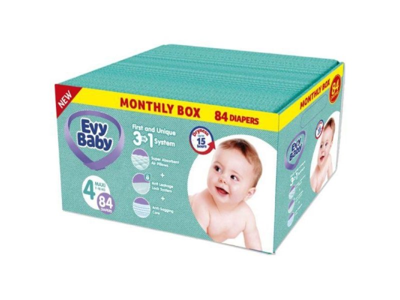 EVY BABY PELENE BOX 4 MAXI 7-18KG – 84 KOM 3U1