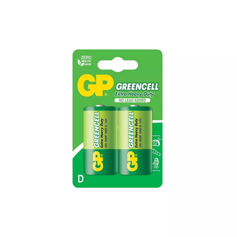BATERIJA GP GREEN CINK R20 1.5V 2 KOM