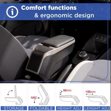 Armster2 crna-miš siva boja naslon za ruku Skoda Fabia II. 2007-2014