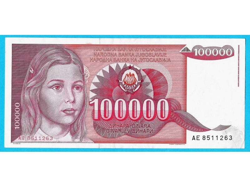 100.000 dinara 1989