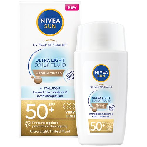 NIVEA Sun UV Face Specialist Invisible Daily ultralagani fluid srednje nijanse za zaštitu kože lica od sunca SPF 50+ 40 ml