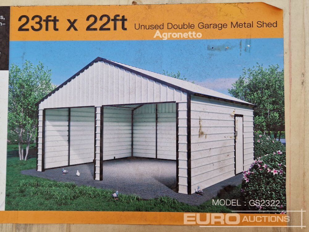 Prodaje se 23' x 22' Double Garage Metal Shed metalni hangar na aukciji