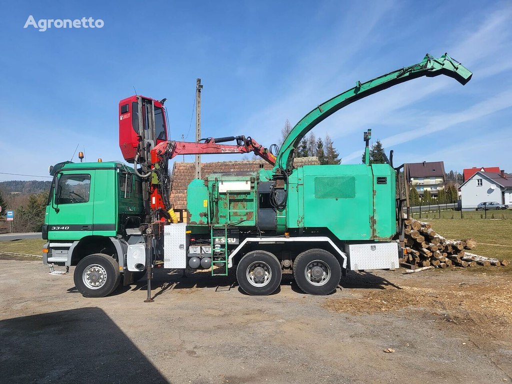 Rębak Jenz Hem 560 na samochodzie Mercedes-Benz Actros 3340 drobilica za drvo