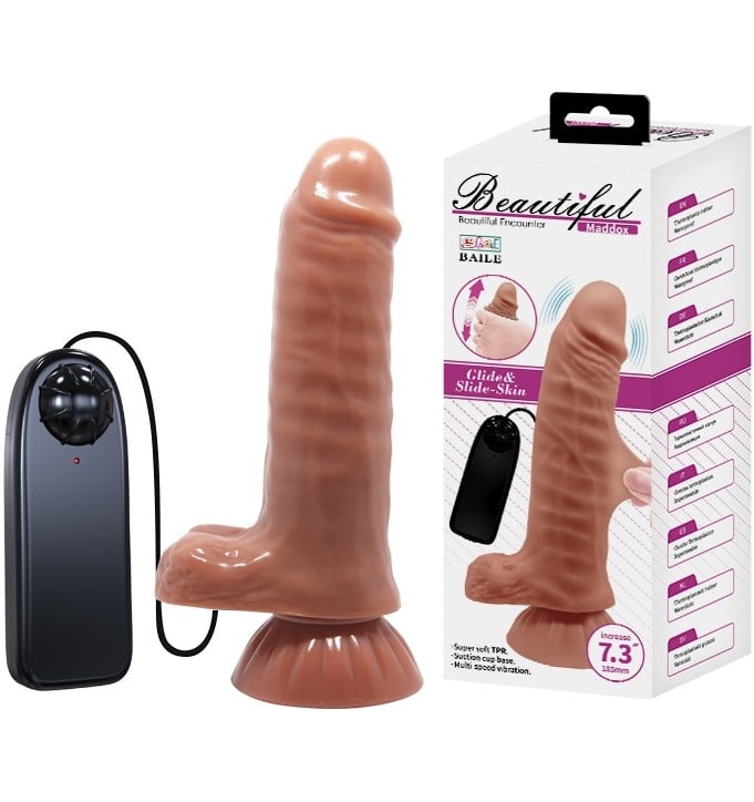 Vibrator sa pokretljivom kožicom | Madox Latino 18,5 cm
