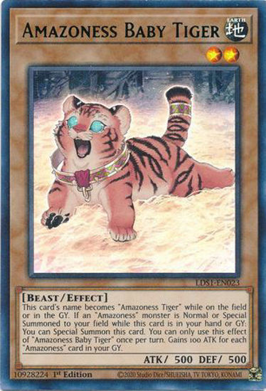 Amazoness Baby Tiger (Green) - LDS1-EN023 - Ultra Rare 1st Edition