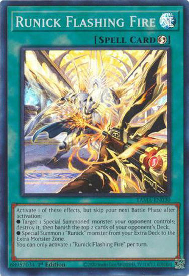 Runick Flashing Fire - TAMA-EN030 - Super Rare 1st Edition