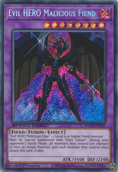 Evil HERO Malicious Fiend - SGX3-ENA21 - Secret Rare 1st Edition