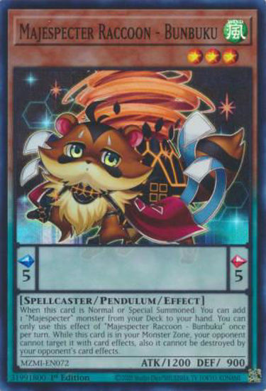 Majespecter Raccoon - Bunbuku - MZMI-EN072 - Super Rare 1st Edition