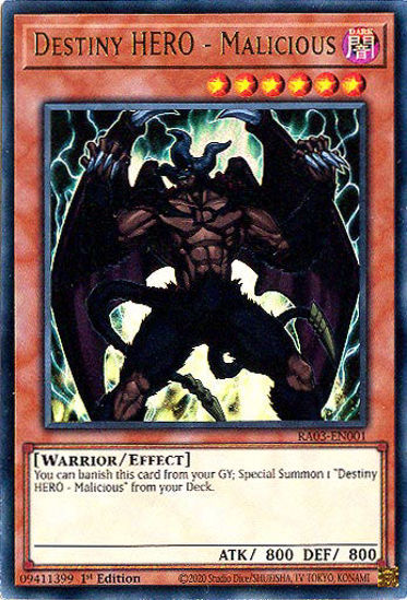 Destiny HERO - Malicious - RA03-EN001 - Ultra Rare 1st Edition