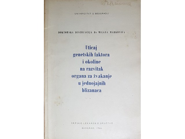 Uticaj Genetskih Faktora - Dr.Milan Marković