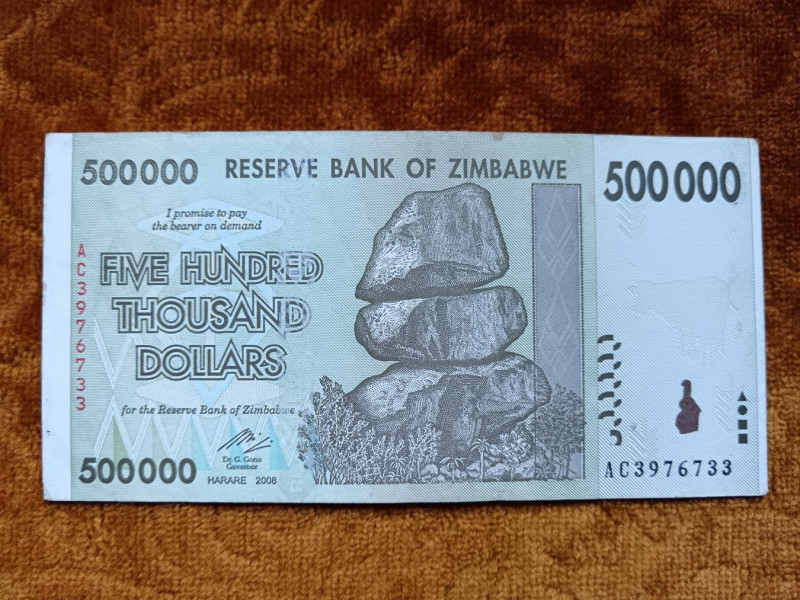 Zimbabve 500.000 dolara,2008 god.