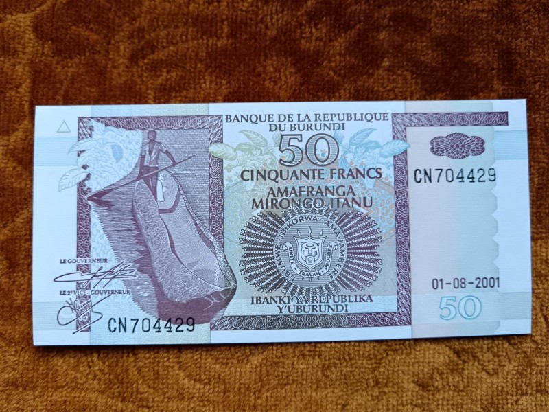 Burundi 50 franaka,2001 god.UNC