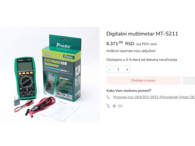 Digitalni multimetar unimer ProsKit MT-5211